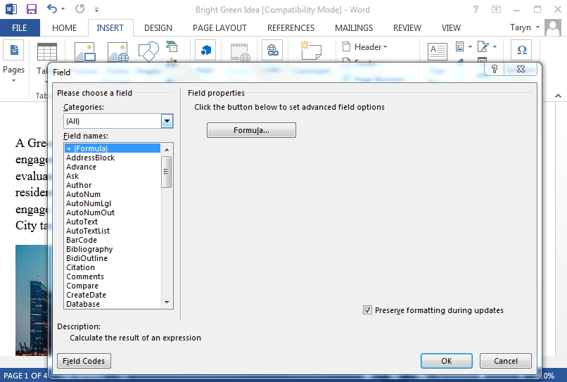 Steps To Insert Field In Word File 0 Hot Sex Picture