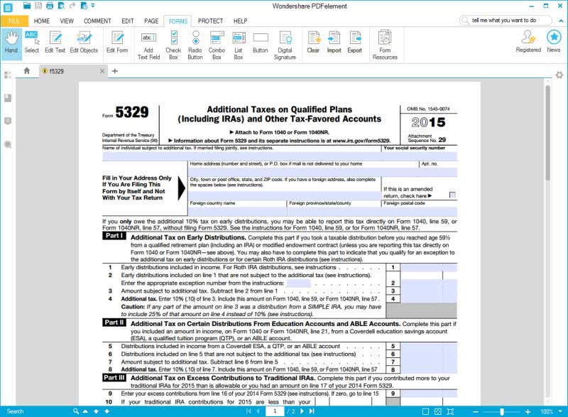 Instructions For How To Fill In IRS Form 5329
