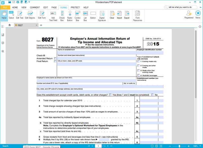 Fillable Irs Form 8027 Printable Forms Free Online Fillable Irs Form 8027 Printable Forms Free Online