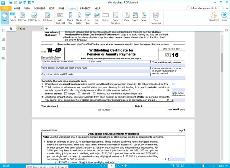 IRS Form W 4P Fill It Out In An Efficient Way