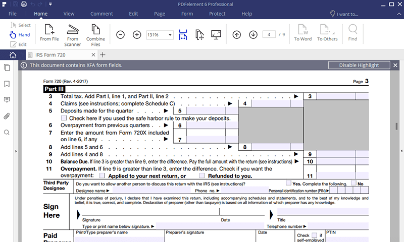 for How to Fill in IRS Form 720